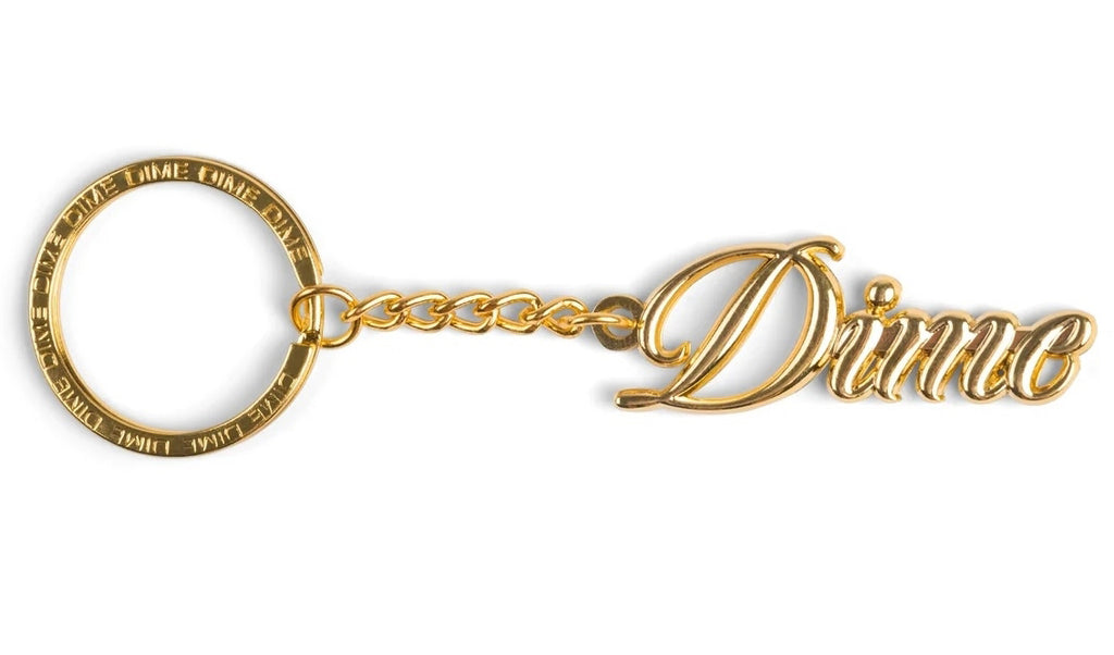 Dime - Cursive Keychain | Gold – Plusskateshop.com